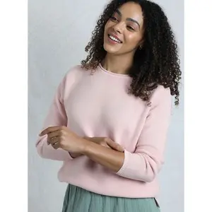 WEIRD FISH Dalla Knitted Crew Neck Jumper - Pink