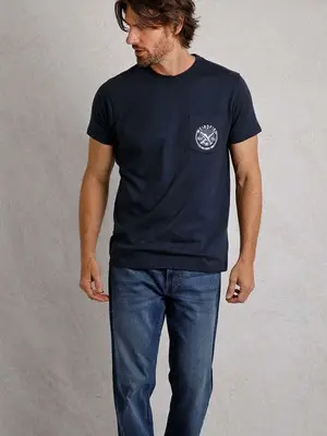 WEIRD FISH Tidal Branded Pocket T-shirt - Navy