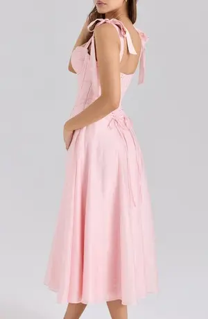 House Of Cb Leia Tie Strap Corset Midi Dress