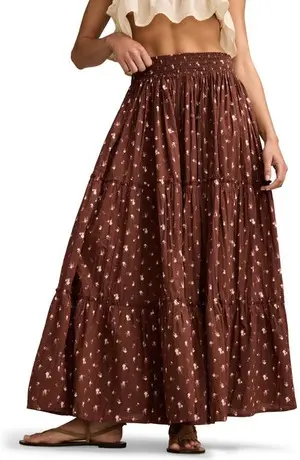 Lucky Brand Cotton Maxi Tiered Skirt