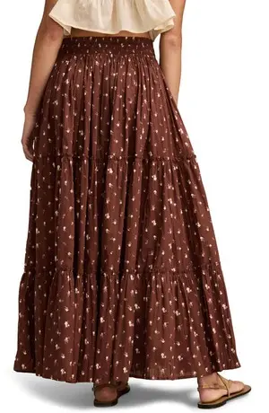 Lucky Brand Cotton Maxi Tiered Skirt