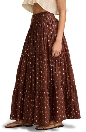 Lucky Brand Cotton Maxi Tiered Skirt