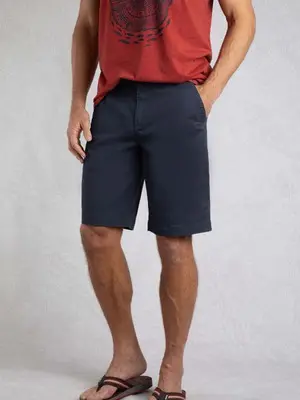 WEIRD FISH Rayburn Flat Front Shorts - Navy