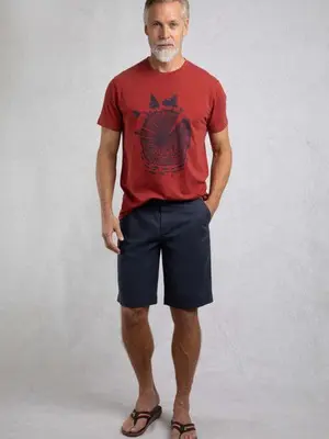 WEIRD FISH Rayburn Flat Front Shorts - Navy