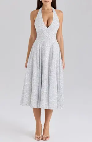 House Of Cb Solada Halter Midi Dress - Micro Spot