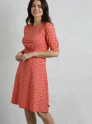 WEIRD FISH Cassandra Jersey Swing Dress - Crimson