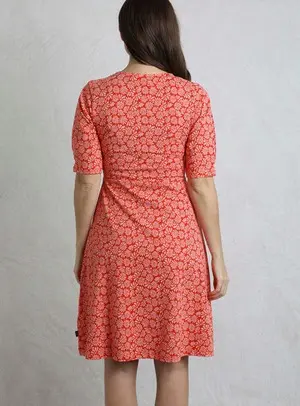 WEIRD FISH Cassandra Jersey Swing Dress - Crimson