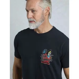 WEIRD FISH Fish Fighters Back Print Artist T-shirt - Navy