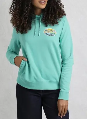WEIRD FISH Back Print Popover Hoodie - Aqua Marine