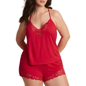 ADORE ME Jacky Pajama Cami & Shorts Set Dark Red
