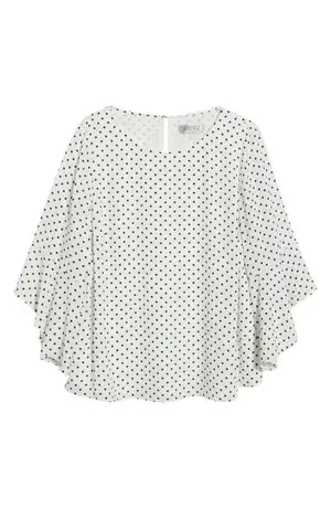 KASPER Ruffle Sleeve Top - White/ Black
