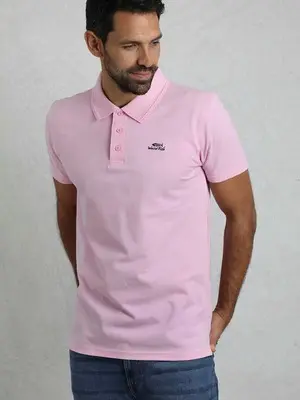 WEIRD FISH Miles Pique Polo - Pink