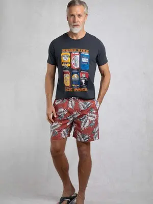 WEIRD FISH Belukha Printed Swim Shorts - Paprika