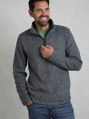 WEIRD FISH Laramie 1/4 Zip Fleece - Navy