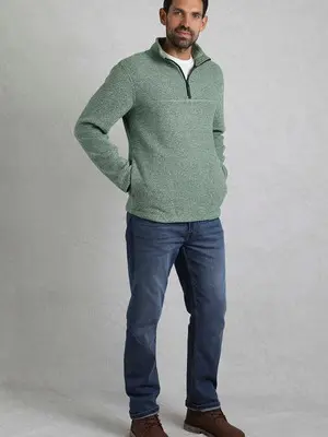 WEIRD FISH Laramie 1/4 Zip Fleece - Olive