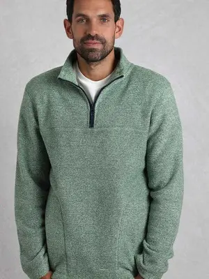 WEIRD FISH Laramie 1/4 Zip Fleece - Olive