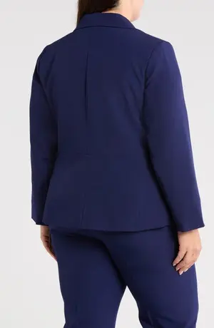 KASPER Stretch Crepe Two-button Blazer - Kasper Navy