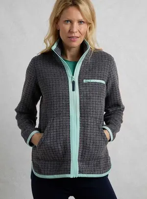 WEIRD FISH Tilly 1/4 Zip Grid Fleece - Navy