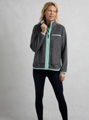 WEIRD FISH Tilly 1/4 Zip Grid Fleece - Navy