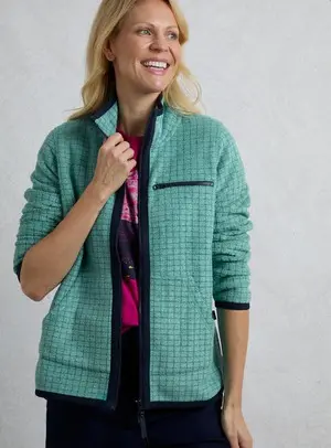 WEIRD FISH Tilly 1/4 Zip Grid Fleece - Viridis