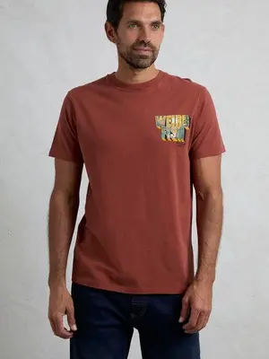 WEIRD FISH Wild Life Back Print Graphic T-shirt - Paprika