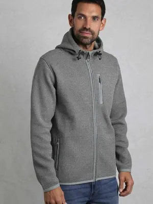 WEIRD FISH Lockie Full Zip Bonded Fleece Hoodie