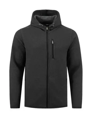 WEIRD FISH Lockie Full Zip Bonded Fleece Hoodie - Washed Black