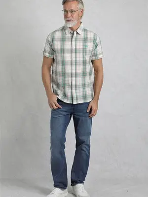 WEIRD FISH Judd Short Sleeve Check Shirt - Viridis