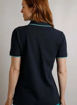 WEIRD FISH Pammie Pique Polo Shirt - Navy