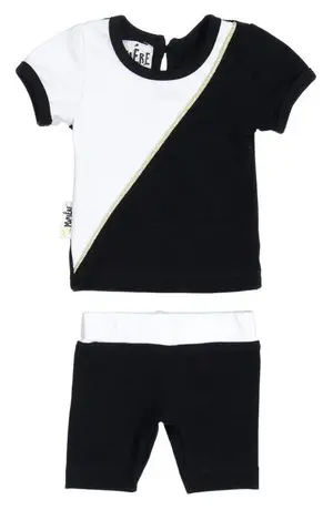 MANIÈRE Colorblock T-shirt & Shorts Set - Black