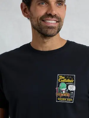 WEIRD FISH Codfather Heritage Wash Artist T-shirt - Black