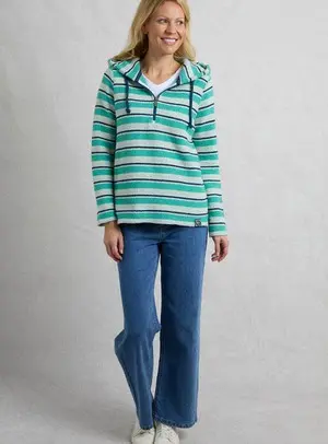 WEIRD FISH Ally 1/4 Zip Striped Hoodie