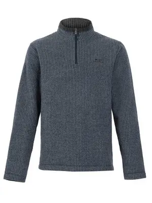 WEIRD FISH Newark 1/4 Zip Grid Fleece - Navy