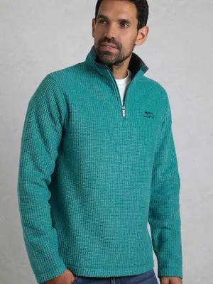 WEIRD FISH Newark 1/4 Zip Grid Fleece - Viridis