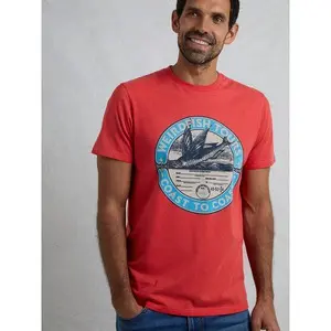 WEIRD FISH Coasting Front Print Graphic T-shirt - Retro Red