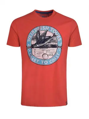 WEIRD FISH Coasting Front Print Graphic T-shirt - Retro Red