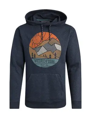 WEIRD FISH Bryant Graphic Popover Hoodie - Dark Navy