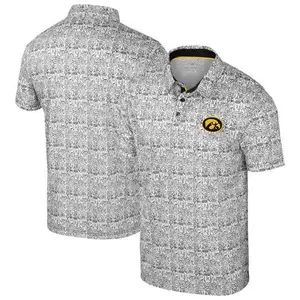 COLOSSEUM White Iowa Hawkeyes Big & Tall Allover Polo - Black