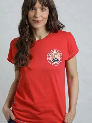 WEIRD FISH Sunset Summit Graphic T-shirt - Tango Red