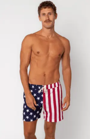 LEISURE LAB Stars And Stripes Swim Trunks