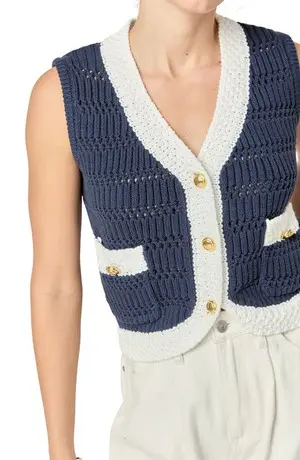 English Factory Cropped Sweater Vest