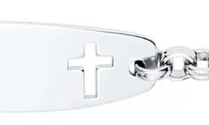 MIGNONETTE Cutout Identity Tag Sterling Silver Bracelet - Silver/cross