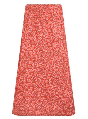 WEIRD FISH Printed Jersey Midi Skirt - Crimson