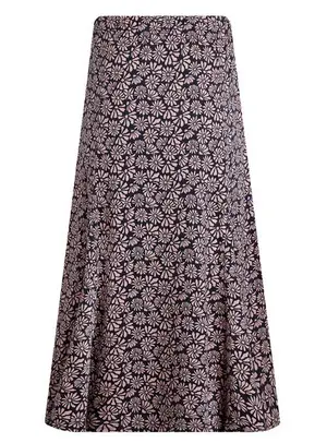 WEIRD FISH Printed Jersey Midi Skirt - Tea Rose