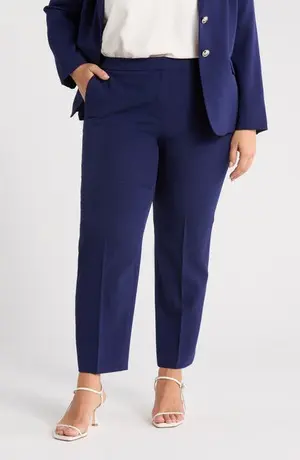 KASPER Elastic Back Trousers - Kasper Navy