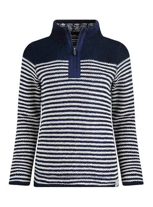 WEIRD FISH 1/4 Zip Striped Macaroni Knit Top