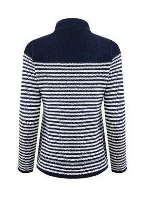 WEIRD FISH 1/4 Zip Striped Macaroni Knit Top