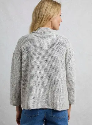 WEIRD FISH Cropped Macaroni Cardigan - Ecru