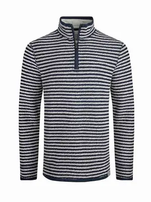 WEIRD FISH Shorling 1/4 Zip Striped Macaroni