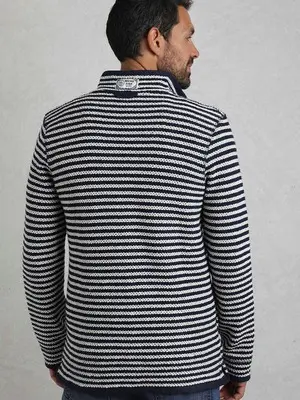 WEIRD FISH Shorling 1/4 Zip Striped Macaroni